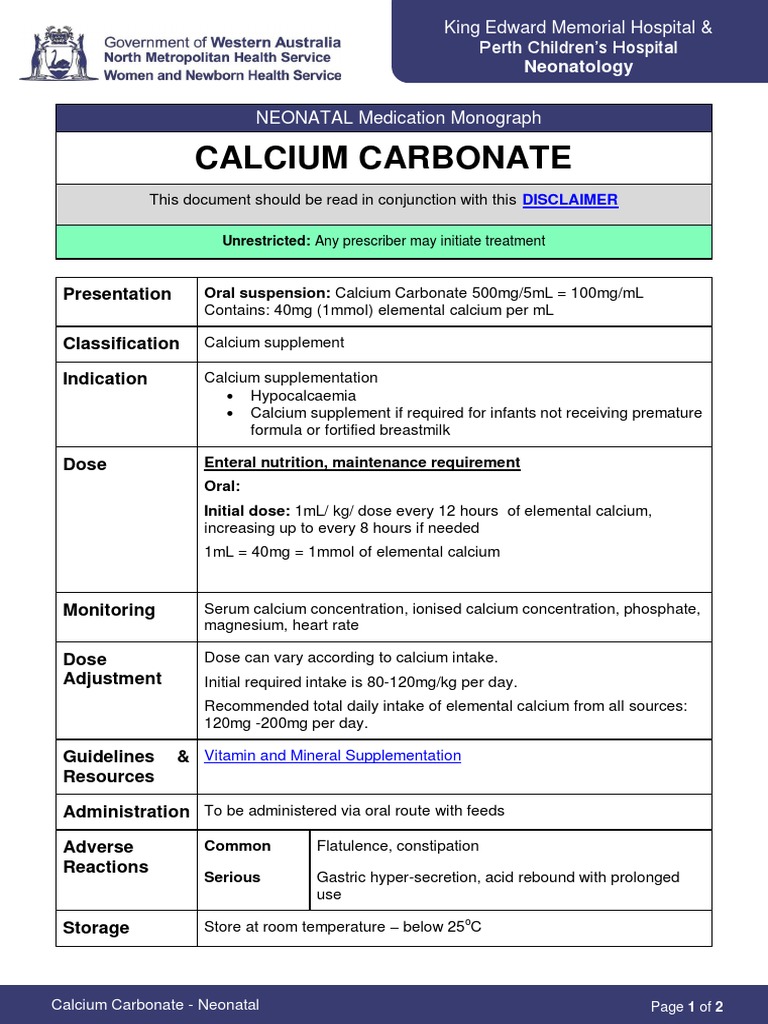 Calcium Carbonate | PDF | Calcium | Dietary Supplements