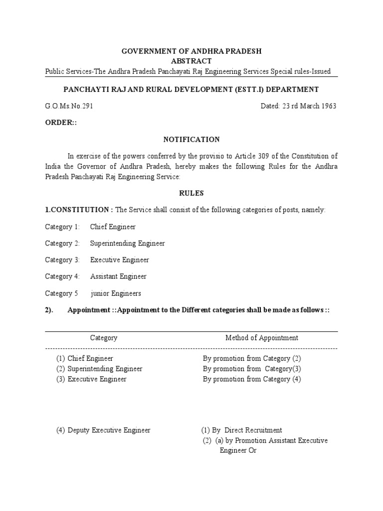 GO Ms No.291 Dt.23.003.1963 | PDF