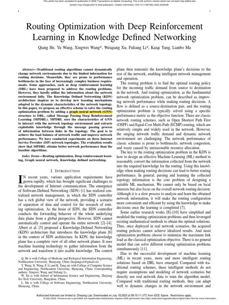 2023-采用了GNN+GRU的策略-拓扑是Rocketfuel，环境没提没有开源-Routing Optimization With Deep Reinforcement Learning ...