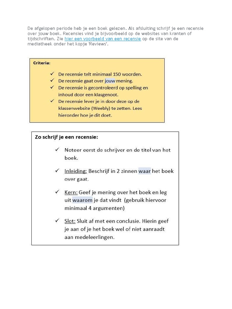Recensie Schrijven Opdracht | PDF