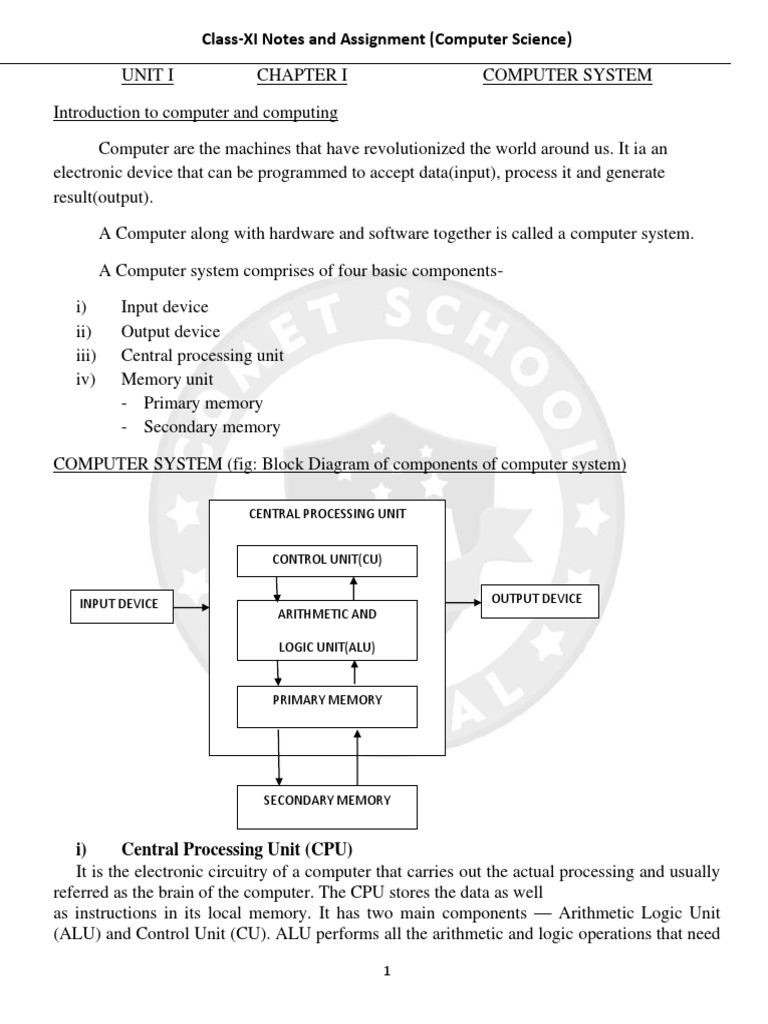 07 Computer Science | PDF | Computer Data Storage | Central Processing Unit