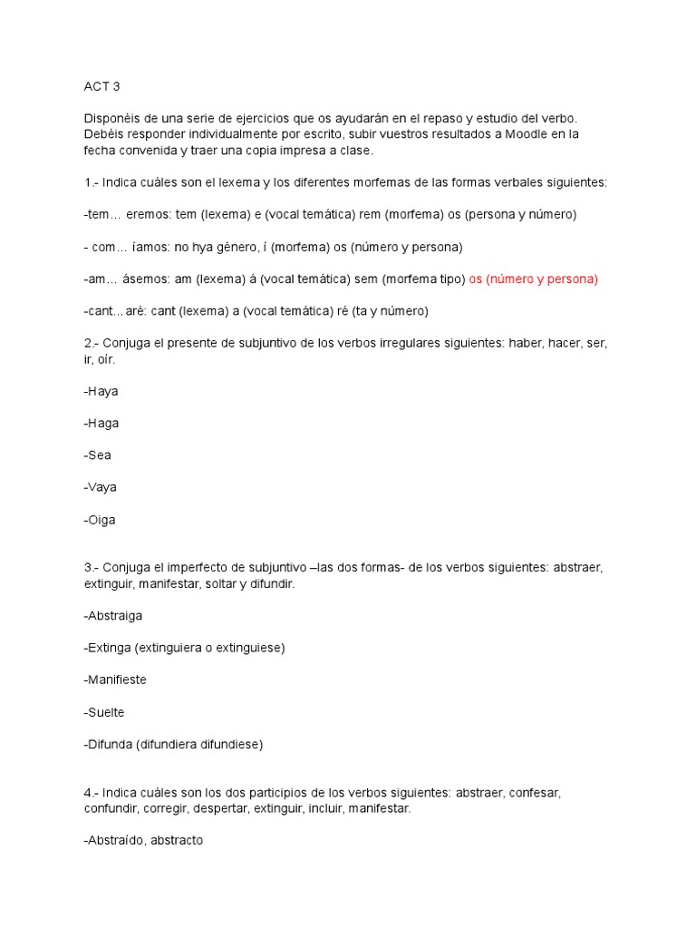 Bloque 2 Acts 3 y 4 | PDF | Verbo | Relaciones sintácticas