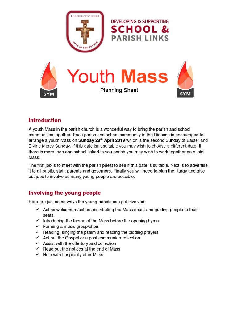Youth Mass Planning Sheet | PDF | Language Arts & Discipline