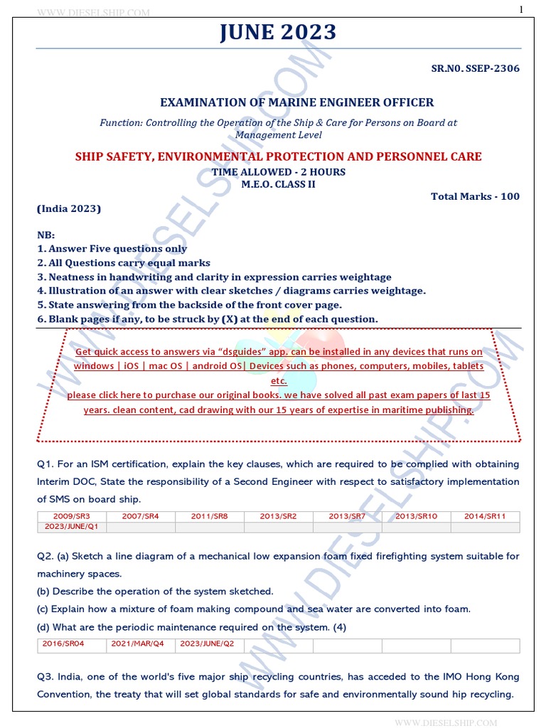 Marine Engineer Officer Exam Paper | PDF