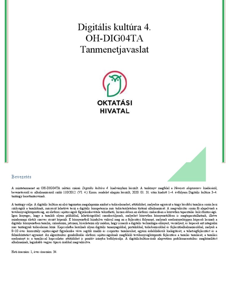 OH-DIG04TA Tanmenet Digitalis Kultura 4 H | PDF
