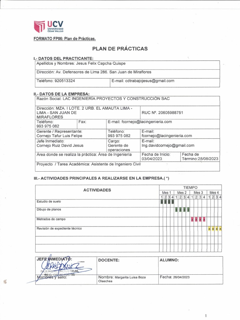 Plan de Practica Ucv | PDF