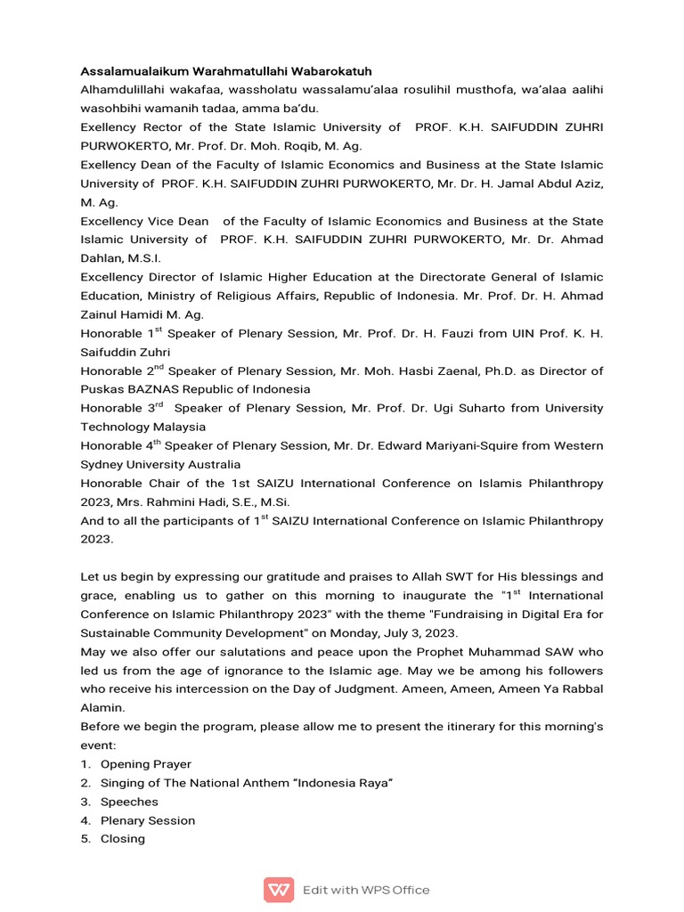 1st International Conference MC Script | PDF 1st International Conference MC Script | PDF