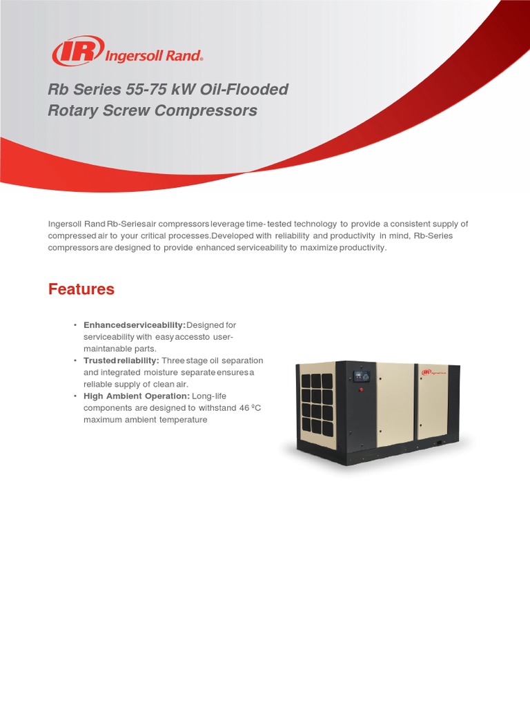 RB Series 55 75 KW Oil Flooded Rotary Screw Compressors - BR Class - T ...