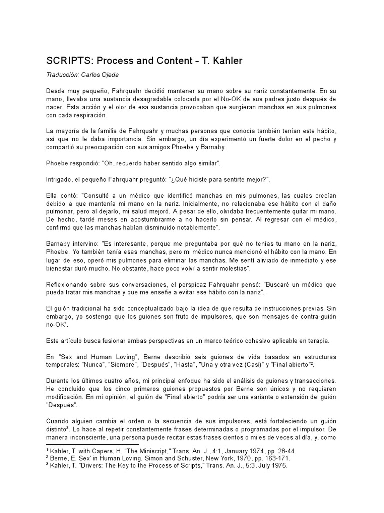 Traducción SCRIPTS; Process and Content - T. Kahler | PDF