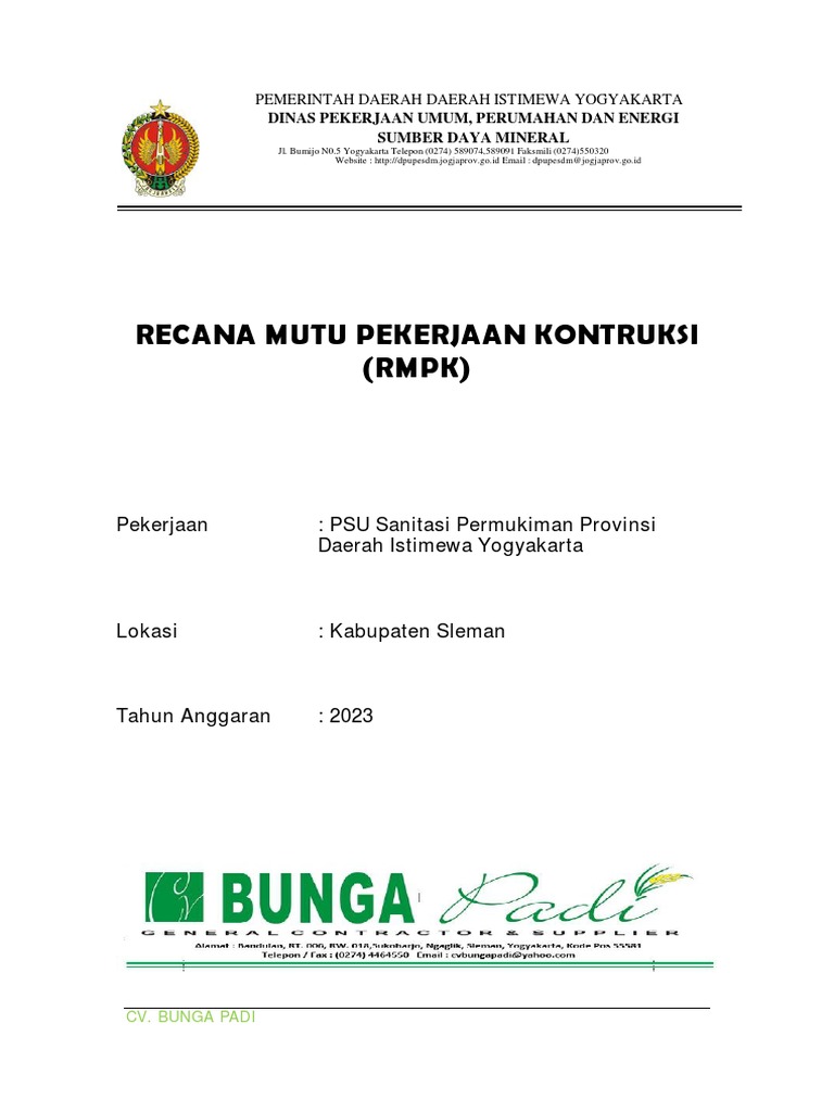 RMPK - Psu Sanitasi CV Bunga Padi | PDF | Teknologi & Rekayasa