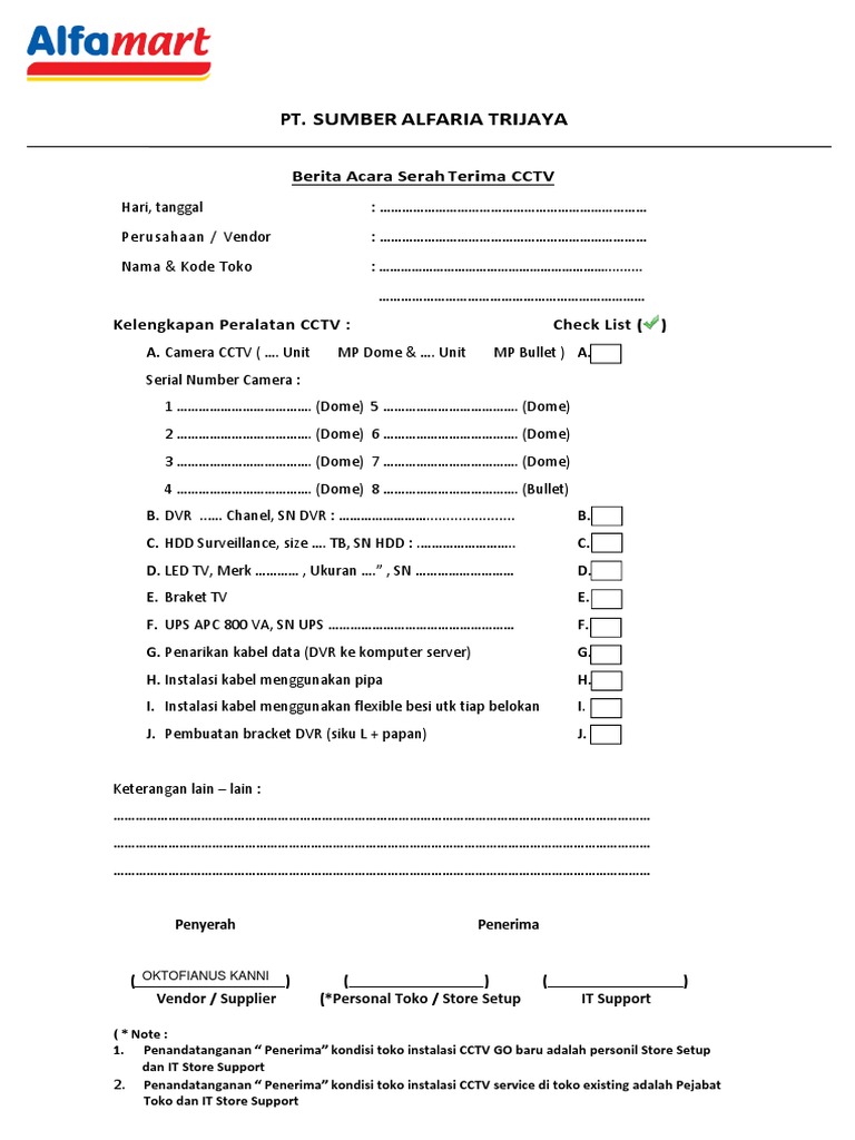 Format BAST CCTV | PDF | Griya & Taman