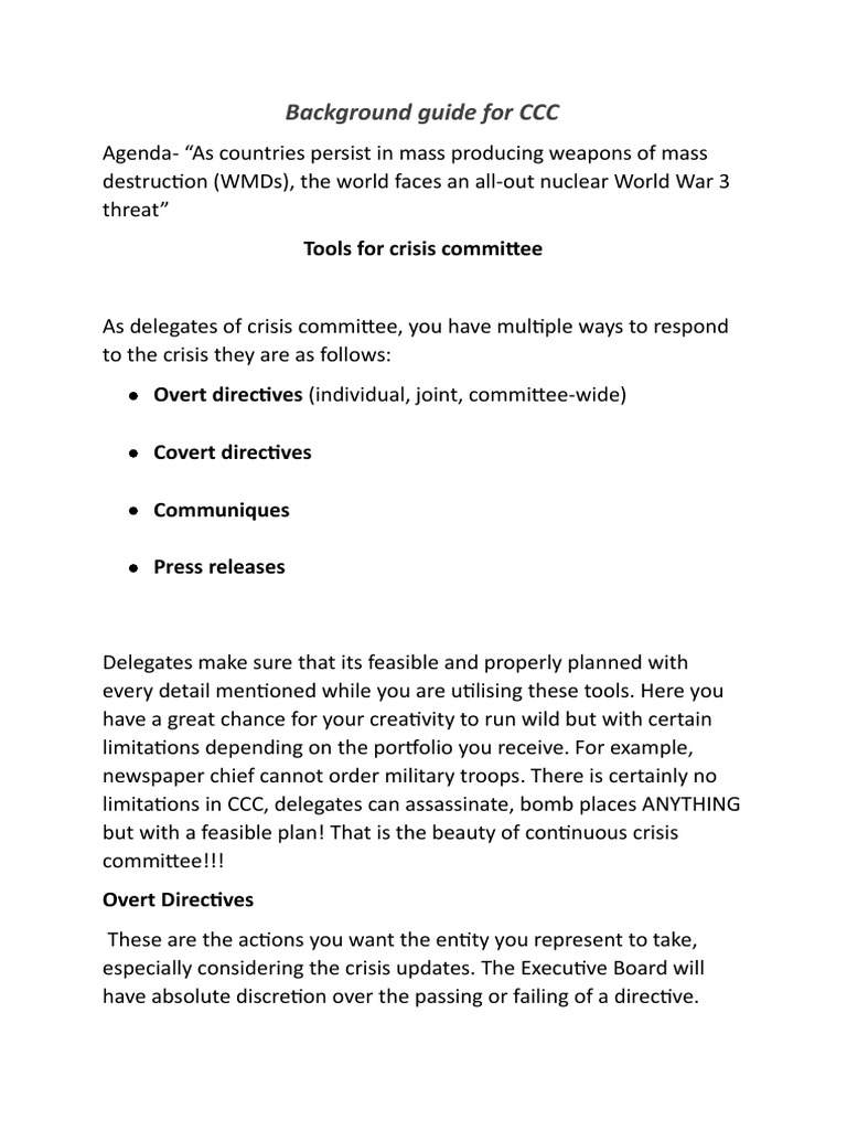 Background Guide For CCC | PDF | Intercontinental Ballistic Missile ...