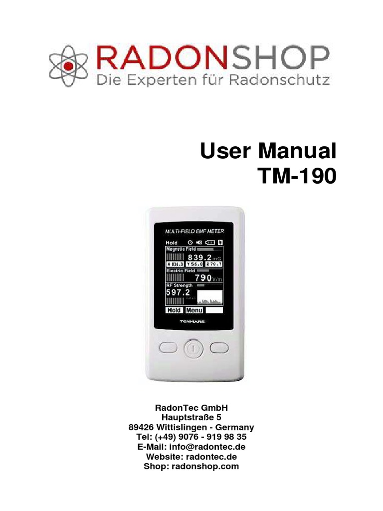 Tenmars TM-190 ManualEN | PDF | Electromagnetic Field | Usb