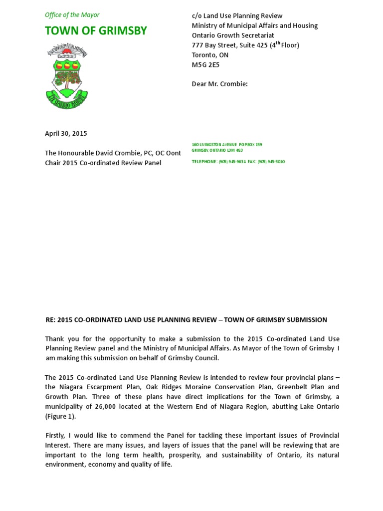 Grimsby Letter Greenbelt | PDF | Science & Mathematics