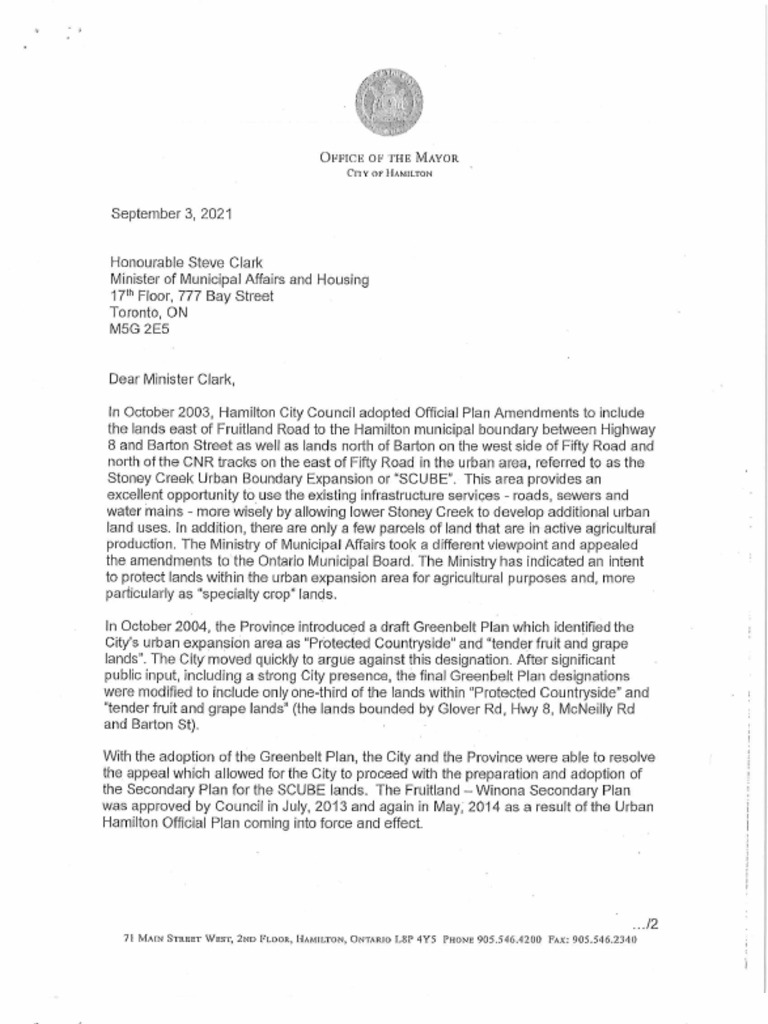 Hamilton Letter Greenbelt | PDF