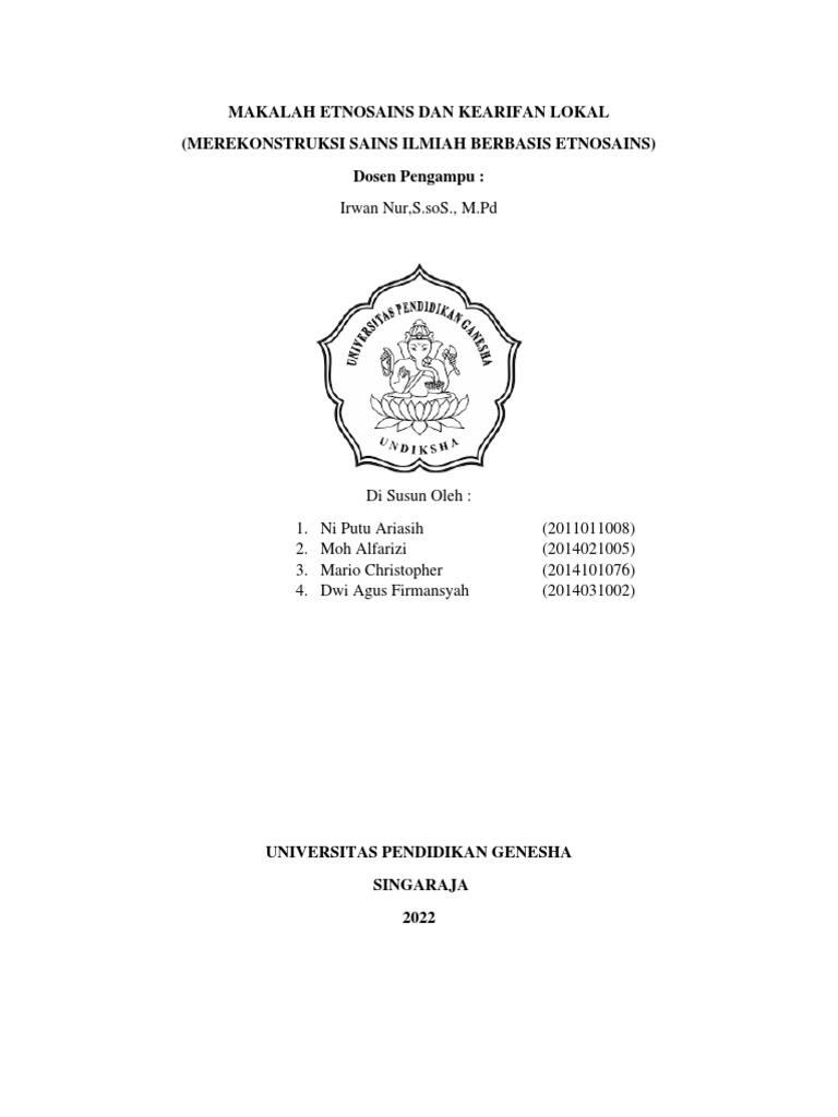 Makalah Etnosains Dan Kearifan Lokal KLP 6 | PDF