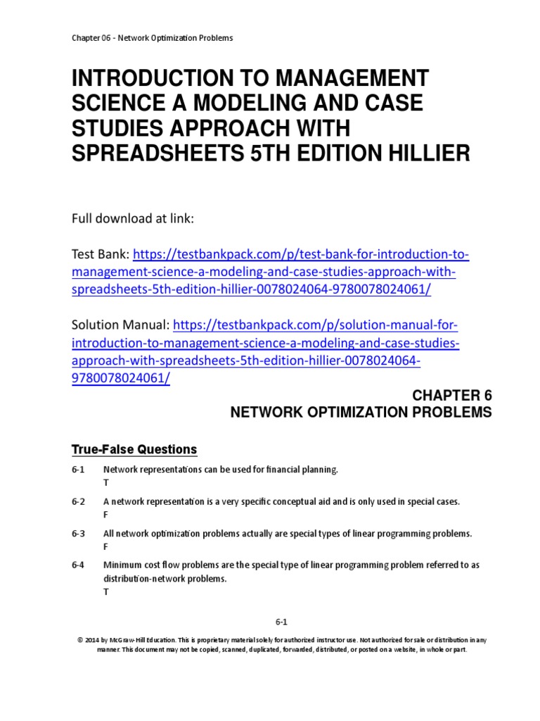Introduction To Management Science A Modeling and Case Studies Approach With Spreadsheets 5th ...