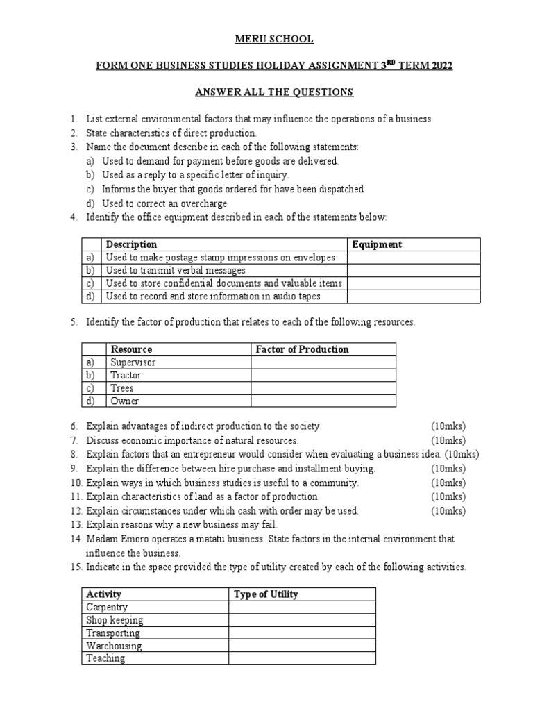 Business Form 1 | Download Free PDF | Goods | Economies