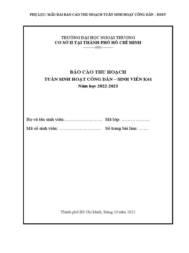 Mẫu Bìa Thu Hoạch SHCD - NĂM HỌC 2022-2023 | PDF