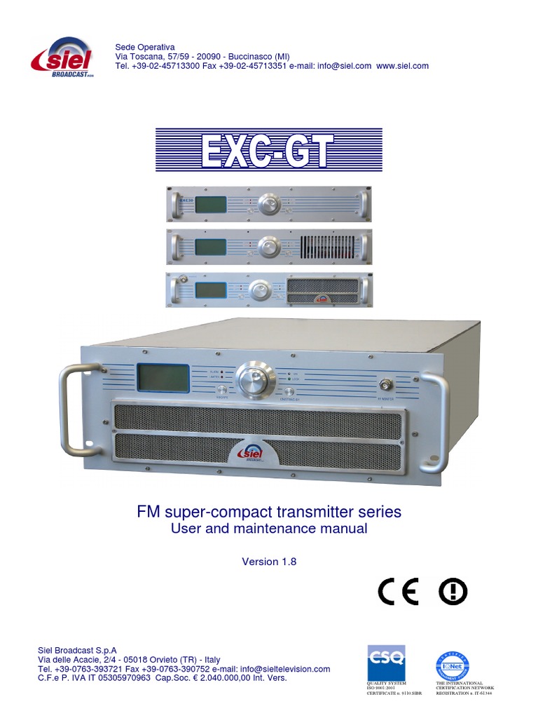 EXC GT User Manual Rev 1 - 8 SIELCO | PDF