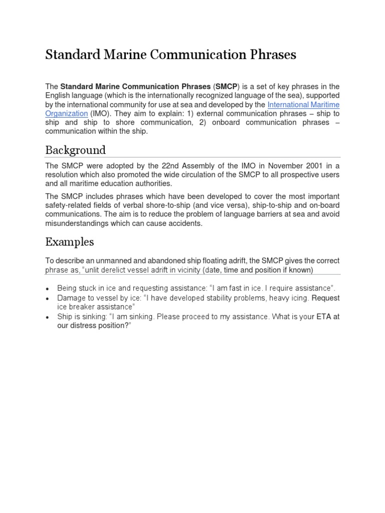 Standard Marine Communication Phrases | PDF | Foreign Language Studies ...
