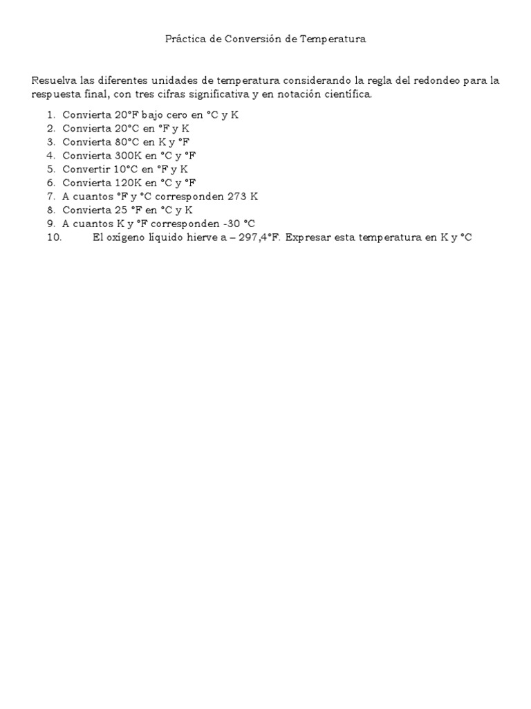 Practica de Conversion de Temperatura | PDF