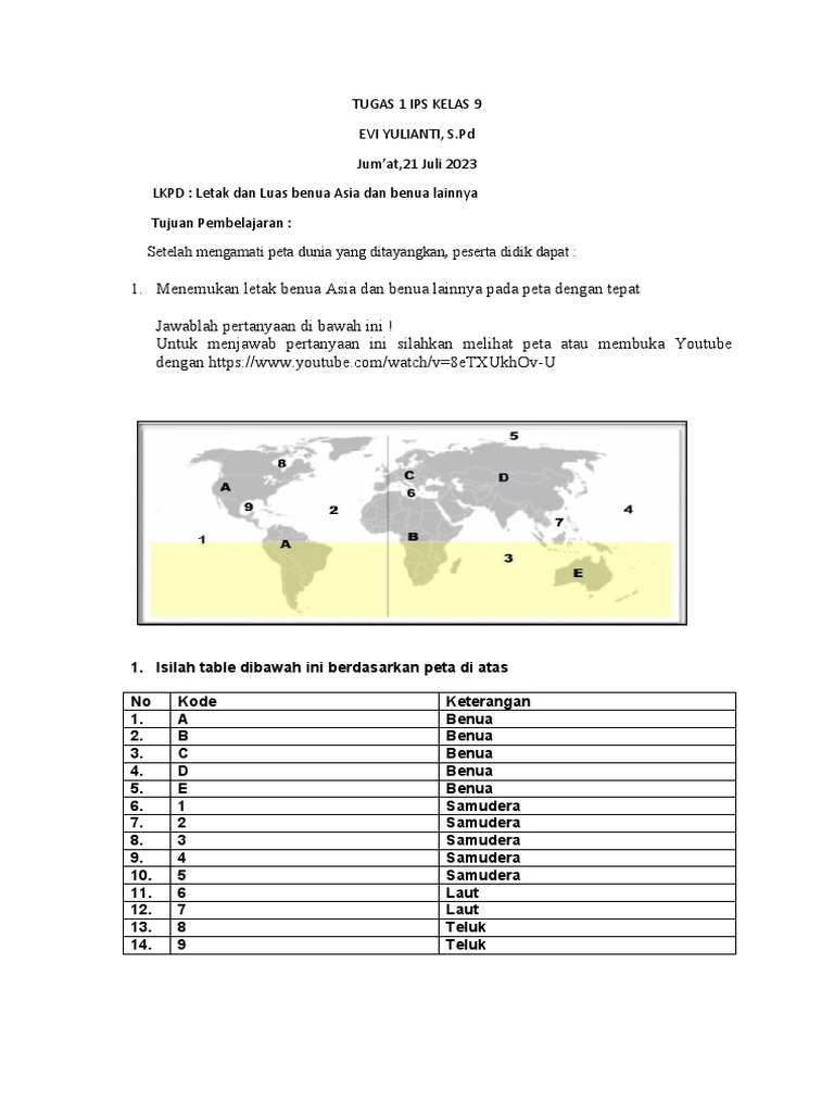 LKPD BAB 1 LETAK BENUA ASIA Normal 23-24 | PDF