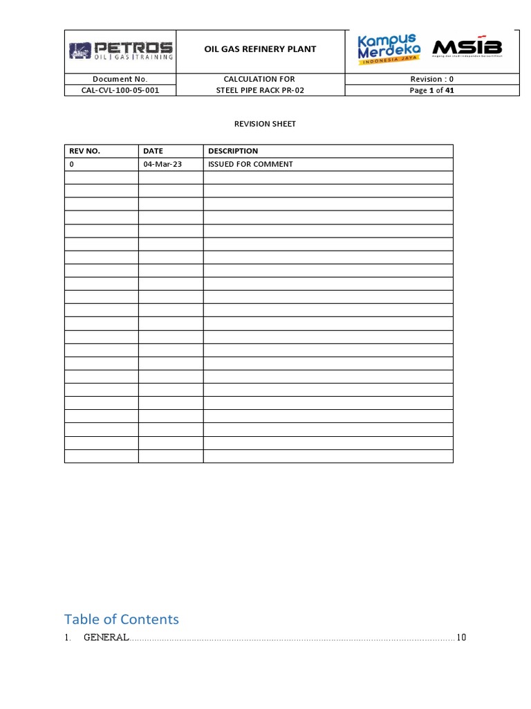 Cal-000-050-10 Calculation For Pipe Rack - (G1-01-Nama) | PDF ...