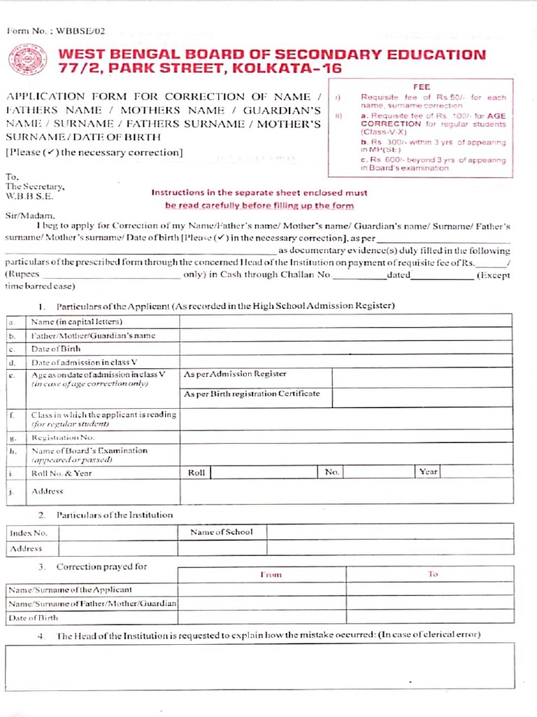 WB Correction Form | PDF