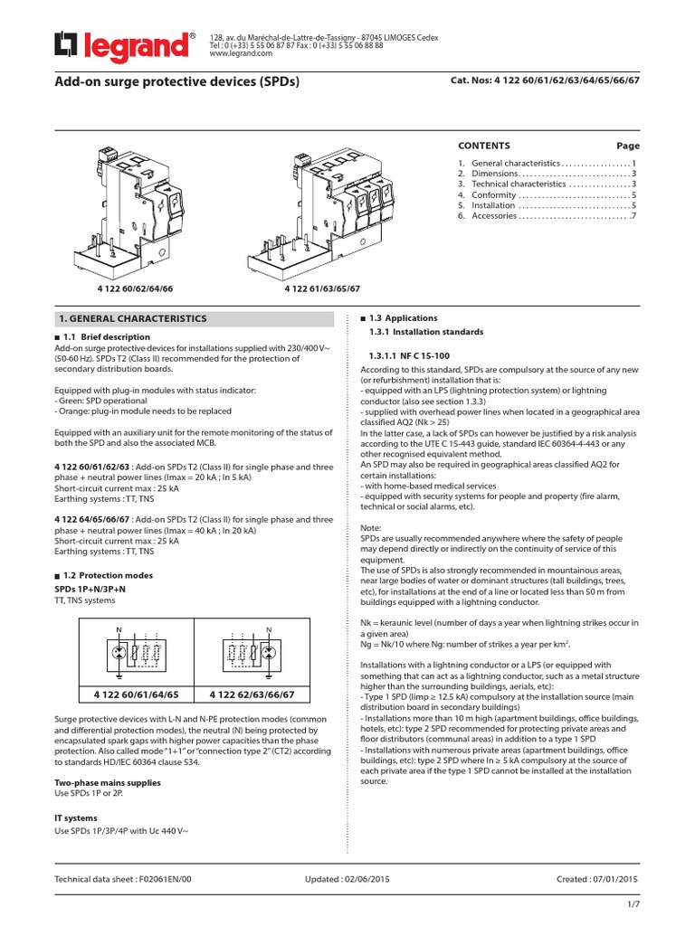 Legrand SPDs Spec | PDF