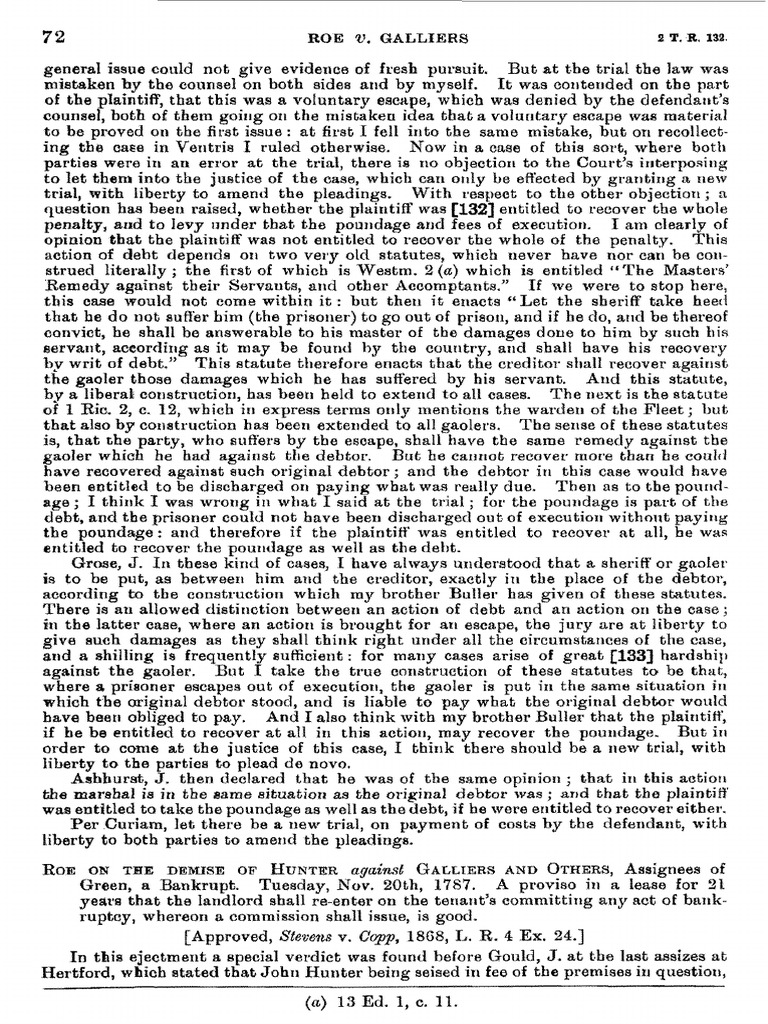 Roe D Hunter V Galliers (1787) | PDF | Lease | Leasehold Estate
