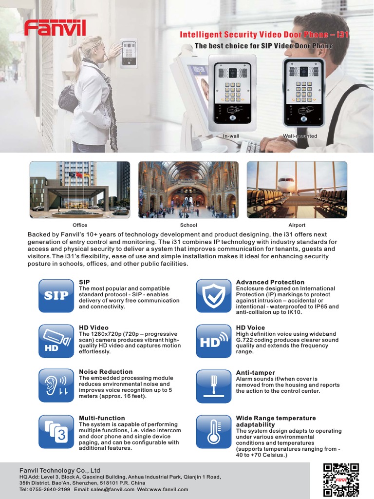 Fanvil SIP Video Door Phone I31 Datasheet | PDF