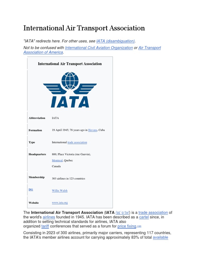 IATA: History and Impact on Airlines | PDF | Airlines | Civil Aviation