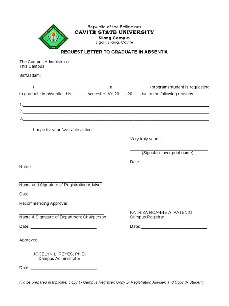 In Absentia Letter | PDF