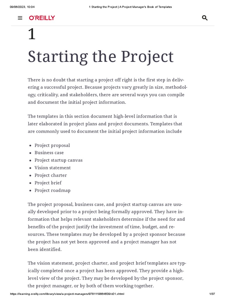 1 Starting The Project - A Project Manager's Book of Templates ...
