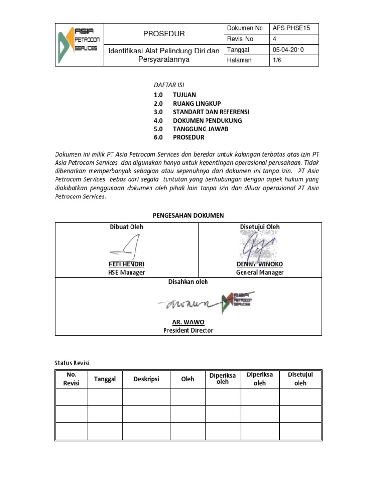 APS PHSE15 - Prosedur Identifikasi PPE Dan Persyaratannya | PDF