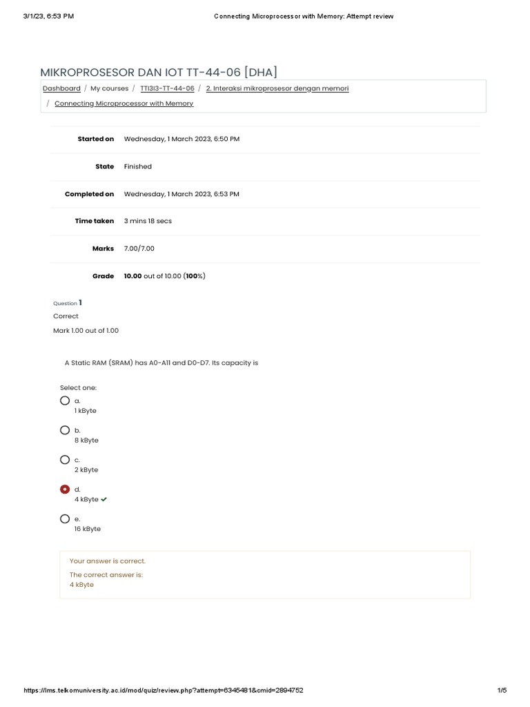 Connecting Microprocessor With Memory Attempt Review Pdf Random Access Memory Computer