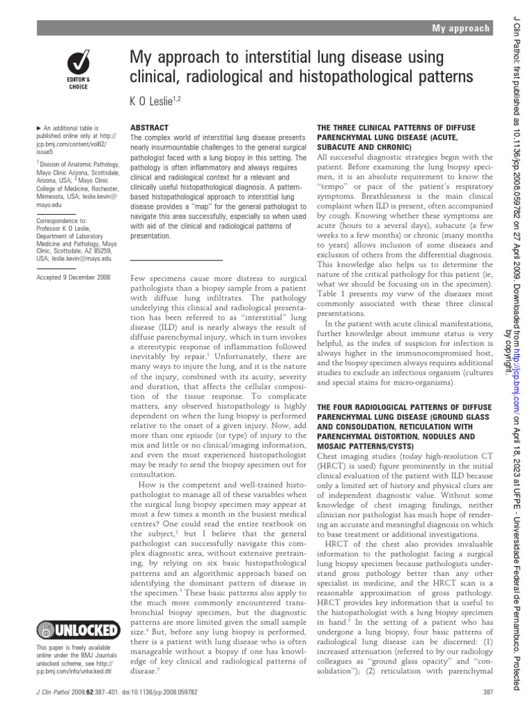 My Approach To Interstitial Lung Disease Usingclinical, Radiological ... My Approach To Interstitial Lung Disease Usingclinical, Radiological ...