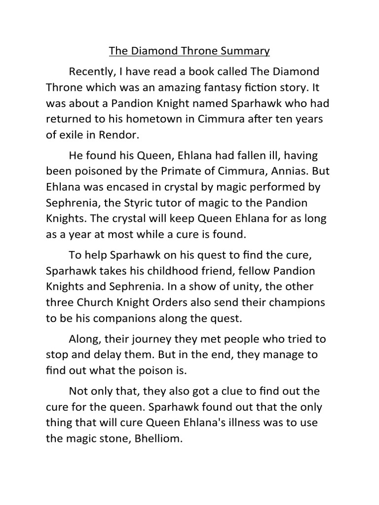 The Diamond Throne Summary | PDF