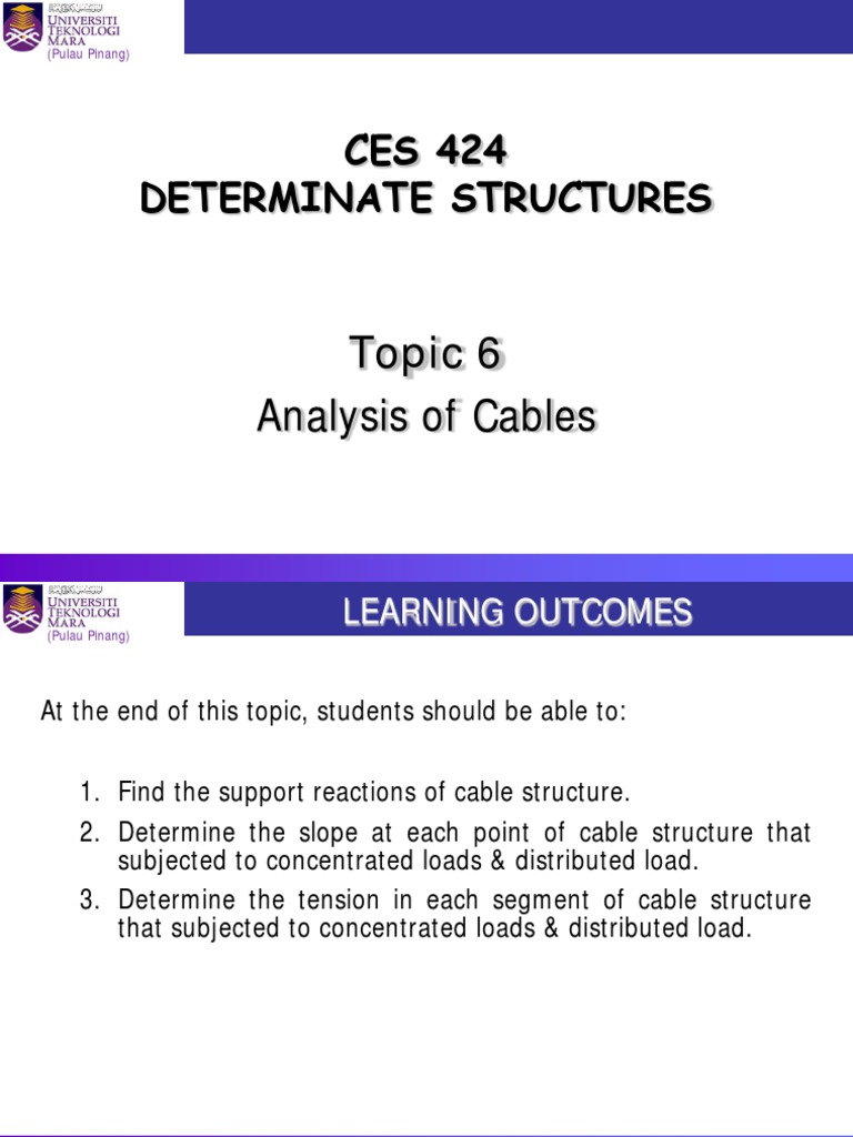 CES424 - Topic 6 (Cable) | PDF