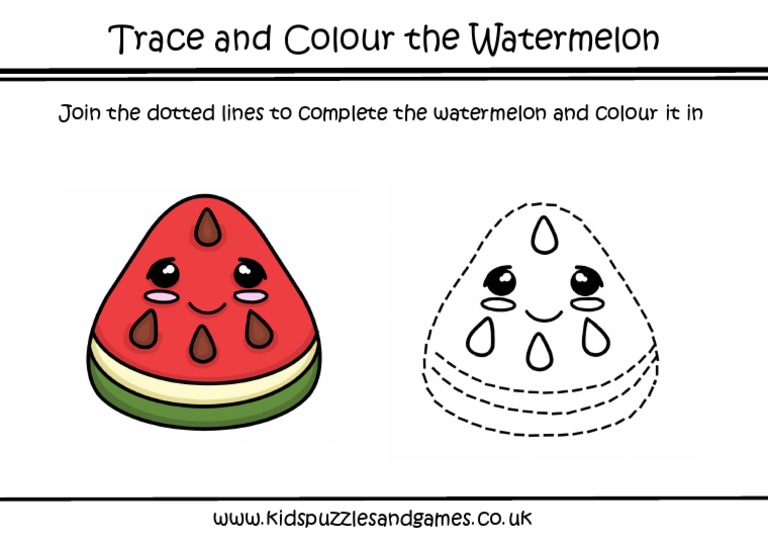 Watermelon Trace and Colour Sheet | PDF