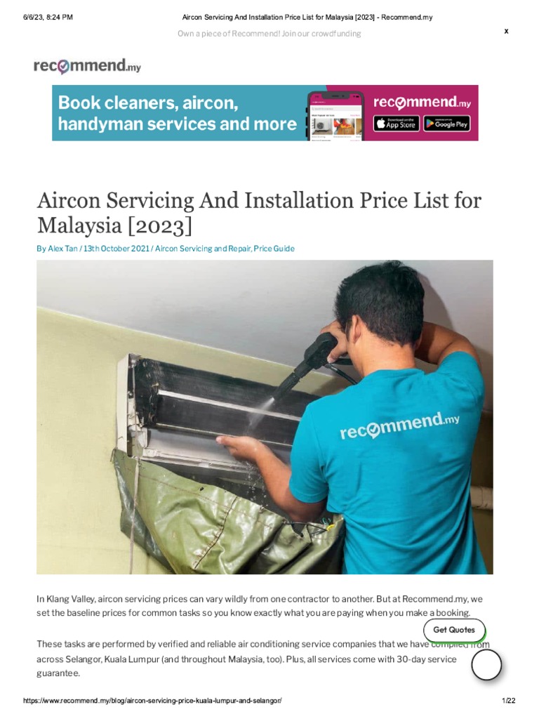 Aircon Servicing and Installation Price List | PDF