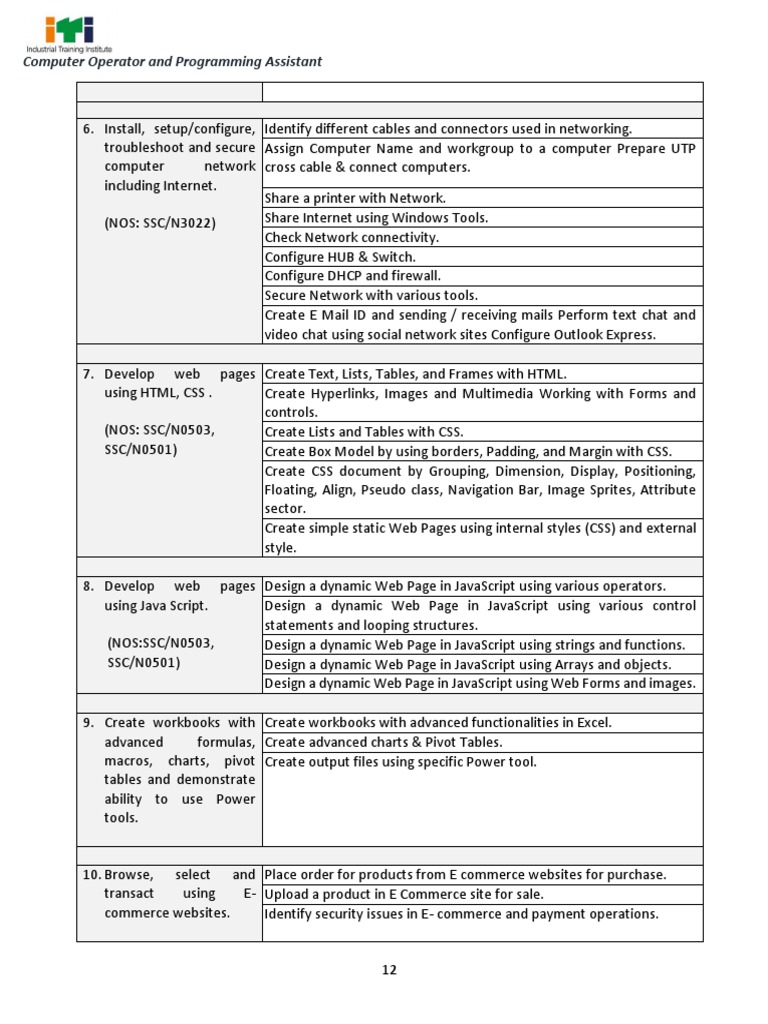 COPA Syllabus | Download Free PDF | Microsoft Excel | World Wide Web