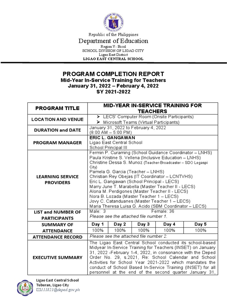 Program Completion Report | PDF