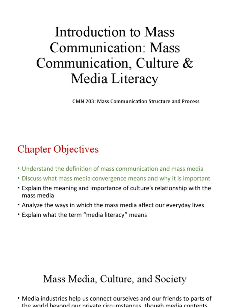 Lecture Slide 2 Introduction To Mass Communication Continued Pdf