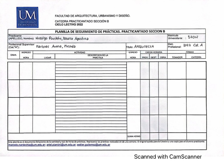 Planilla de Seguimiento de Prácticas 2023 | PDF