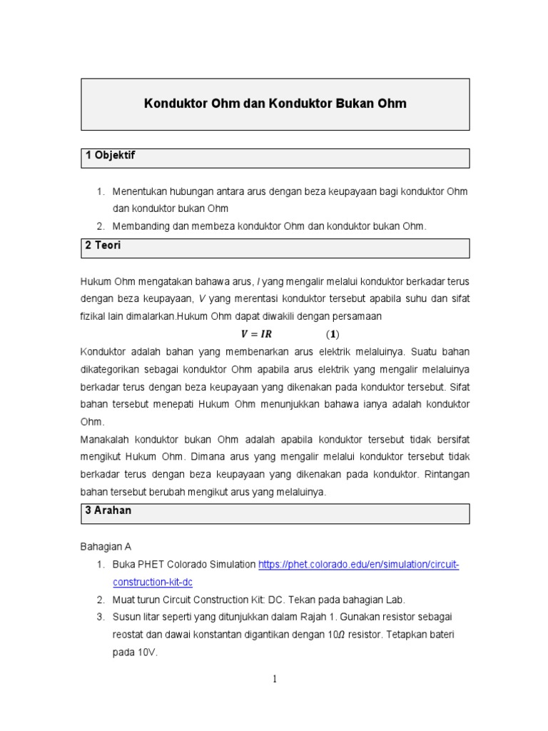 Eksperimen Hukum Ohm dan Konduktor | PDF