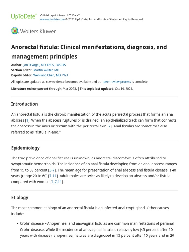 Anorectal Fistula - Clinical Manifestations, Diagnosis, and Management ...