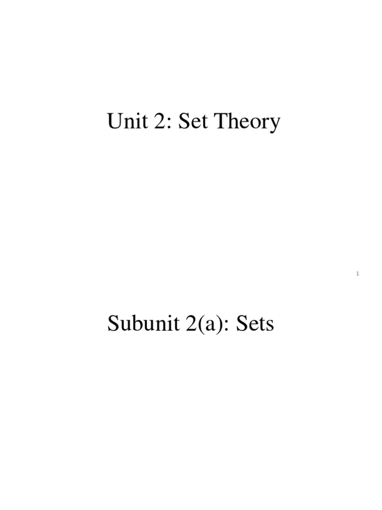 Unit 2 Set Theory | PDF