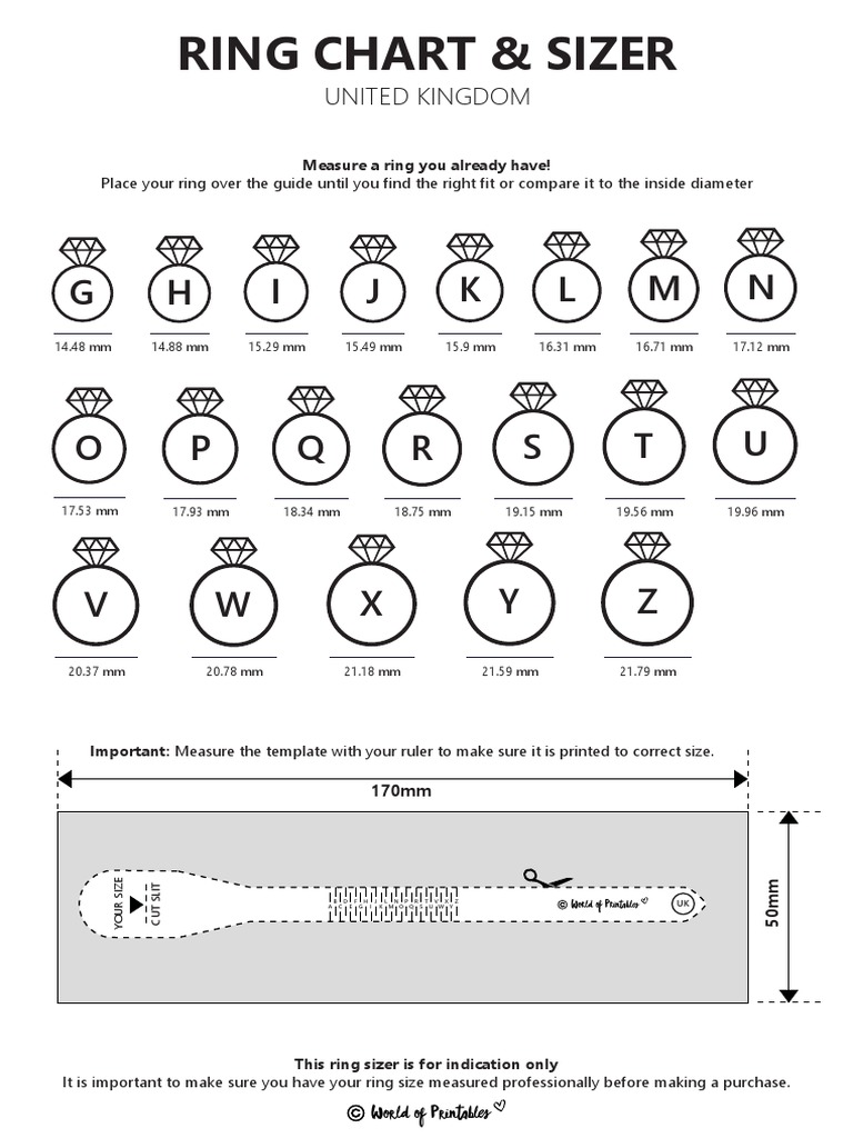 UK Printable Ring Size Chart | PDF